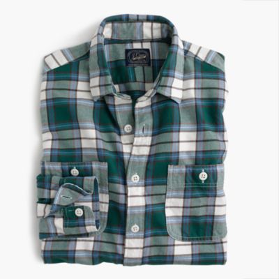 Springweight flannel in green plaid : Men flannel | J.Crew